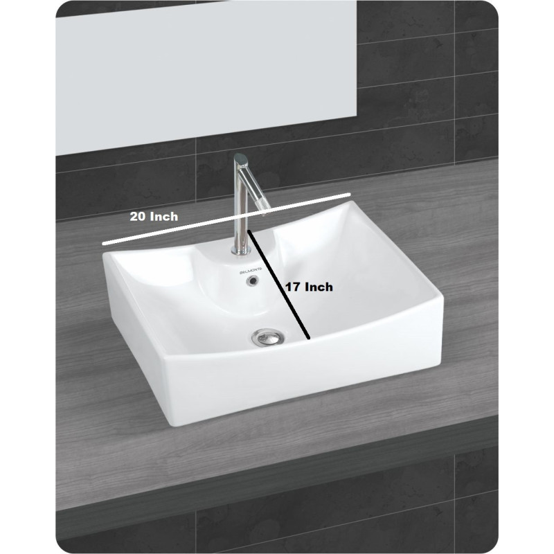 Buy Belmonte Table Top Wash Basin Sheep 20 Inch X 17 Inch White O