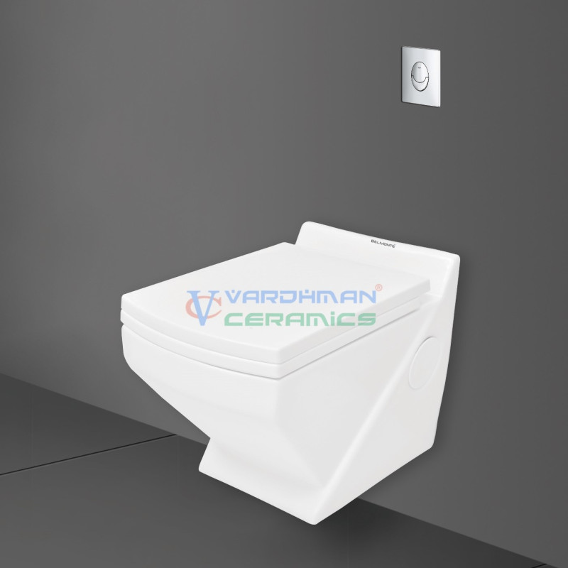 Belmonte Wall Hung Commode Crystal with Concealed Cistern - White
