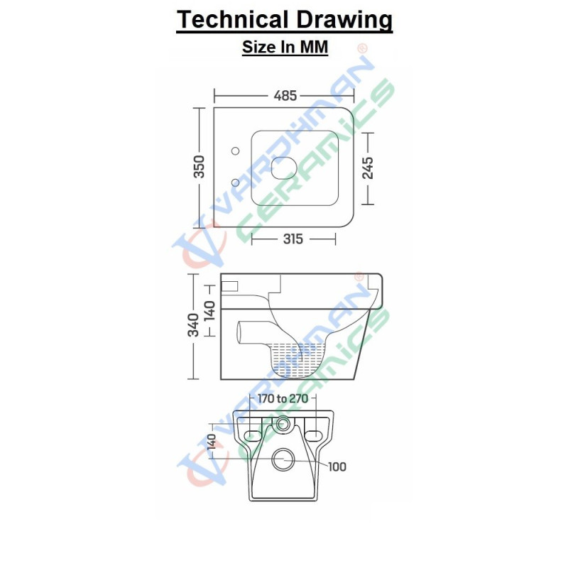 Buy Belmonte Bathroom Toilet Seat / Commode Wall Mounted EWC Square...