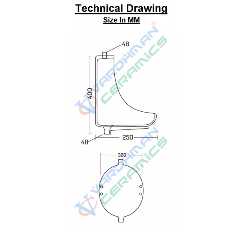 "Belmonte Round Gents Urinal Pot Ivory, Wall Mount"